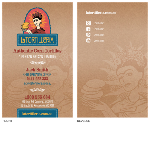 Business Card Mexican Corn Tortillas | Business card contest