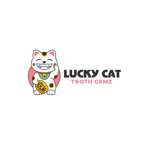 Designs | Lucky Cat Tooth Gemz illustration for a tooth jeweler! | Logo ...