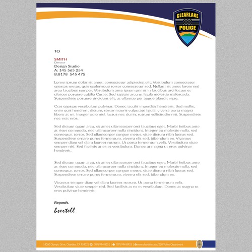 Clearlake Police Letterhead | Stationery contest