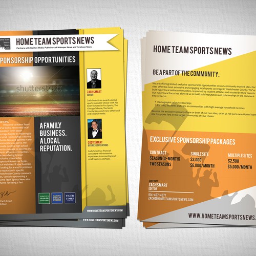 Create a Sponsorship brochure for a local sports news outlet | Postcard ...