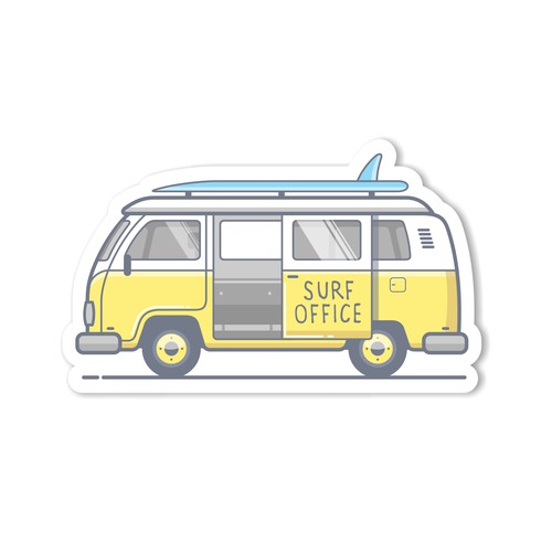 Fancy SURF stickers - shaka hand, vintage VW camper | Sticker contest