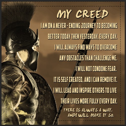 Designs | My Creed - Spartan Warrior | Illustration or graphics contest