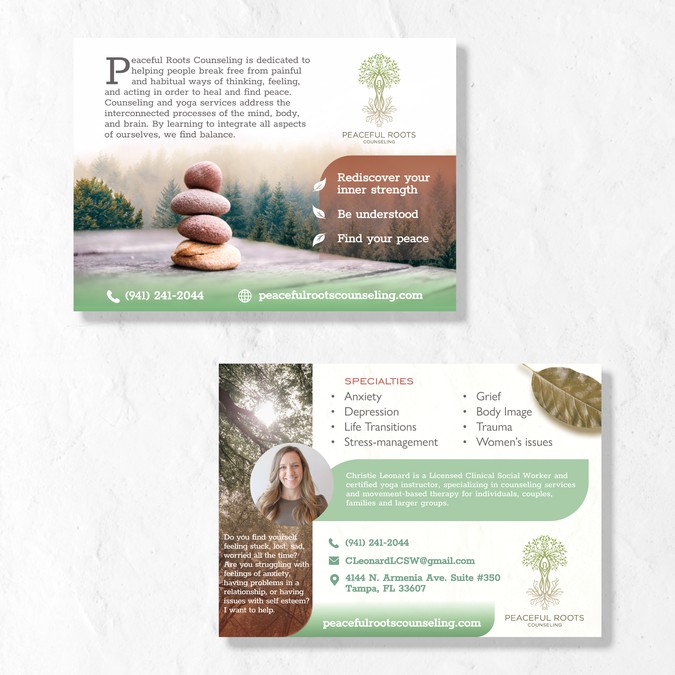 Holistic Counseling Practice needs a eye catching and peaceful postcard ...
