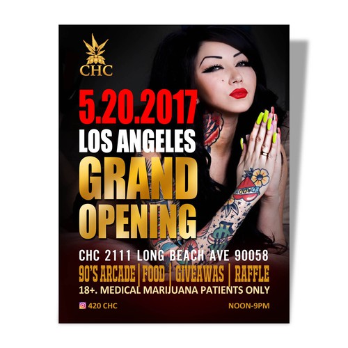 Grand opening flyer for our marijuana dispensary with guest hosts ...
