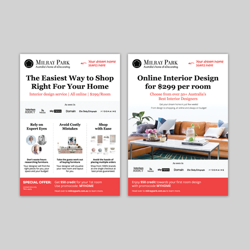 Design a mailbox flyer for an online interior design company | Postcard ...