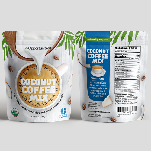 Designs | Design organic coconut coffee mix packaging | Product ...