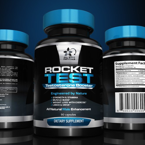 Create a standout product label for an all natural male testosterone ...
