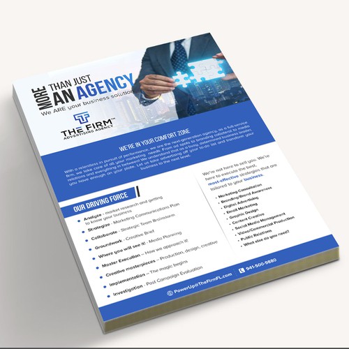 Ad Agency One-sheet/Fact-Sheet | Postcard, flyer or print contest