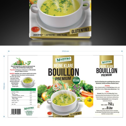Packaging / banderole design for a vegan instant soup PREMIUM needed ...