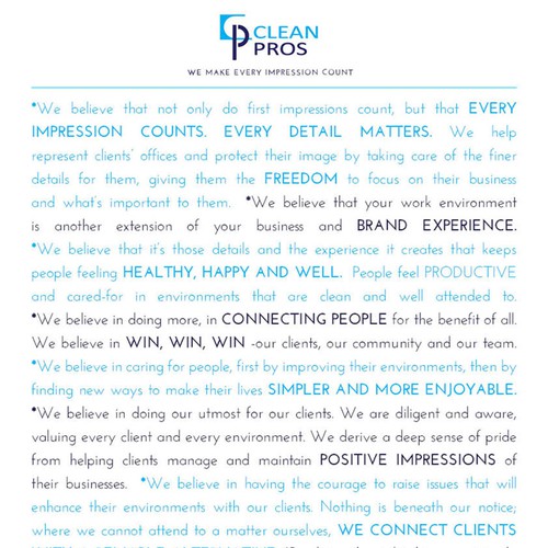 Create an inspiring visual representation of my clients brand manifesto ...