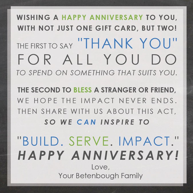 Employee Anniversary Gift Piece | Postcard, flyer or print contest