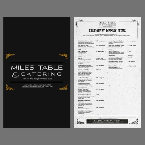 Create Catering Menus for Miles Table & Catering | Menu contest