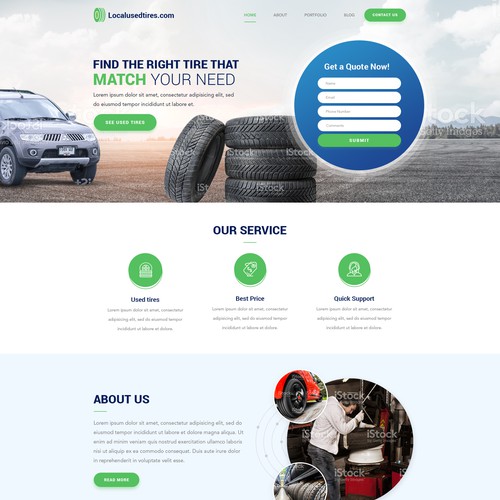 Used Tire Website | Landing page design contest