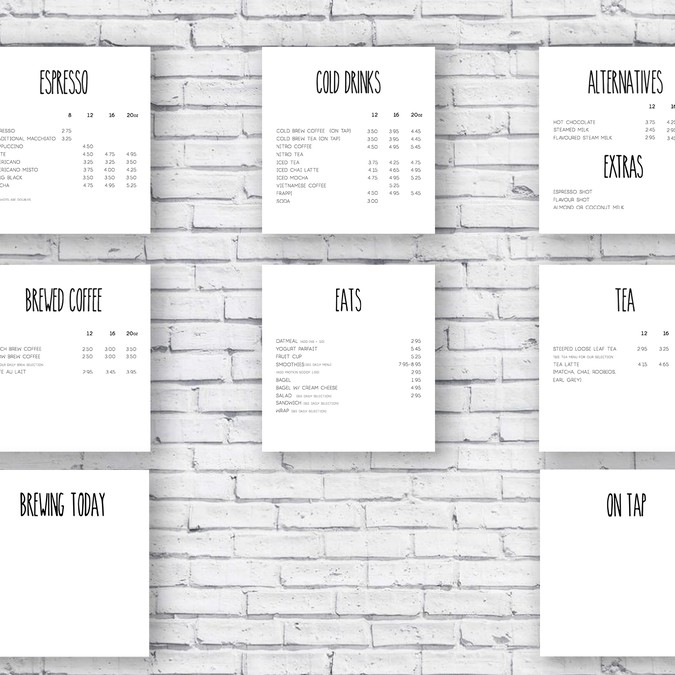 New MENU for 3rd Wave Coffee Shop | Menu contest