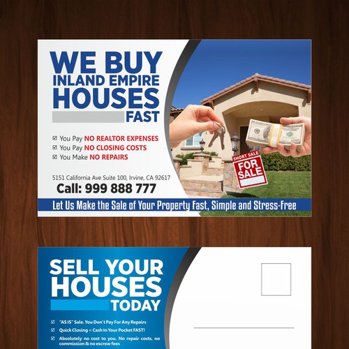 Creative a call to action postcard to give home owners cash for their ...