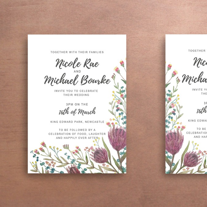 Australian Native Flower Inspired Wedding Invitation | Card or ...