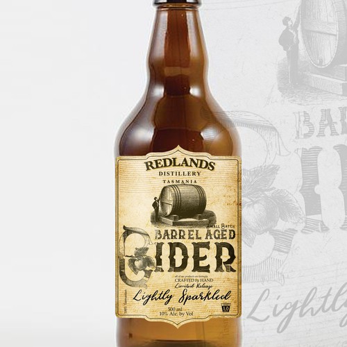 Whisky barrel aged cider - bottle label | Product label contest