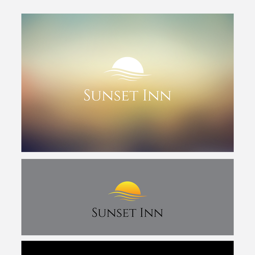 Create a modernize logo for Sunset Inn with Solid background color in ...
