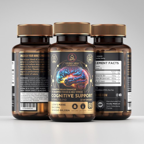 Designs | "Vivid Label Design for New Cognitive Support Capsules ...