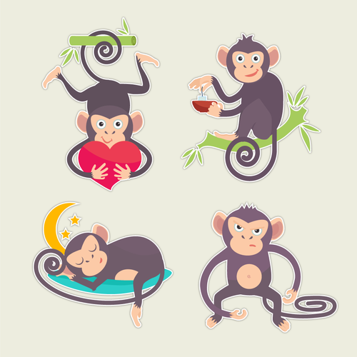 Cute/Funny/Sassy Monkey Character (12 Sticker Pack) | Character or ...