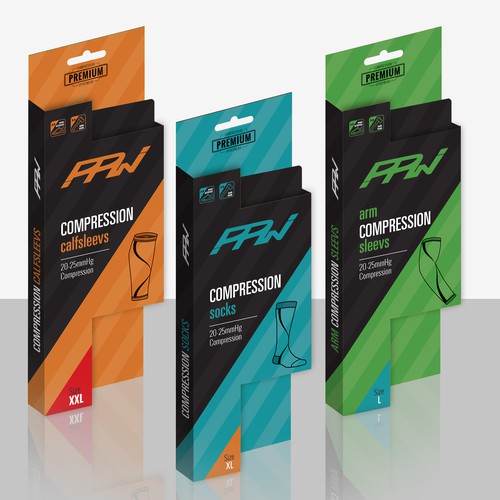 Create a packaging design for a premium Sport Compression Wear brand ...
