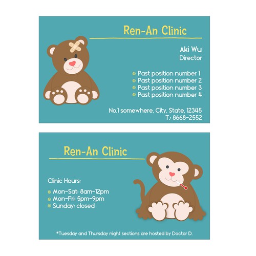A business card for a pediatrician clinic | Business card contest