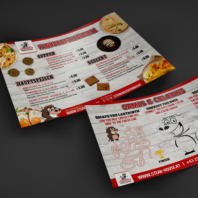 kids menu for steak house | Menu contest
