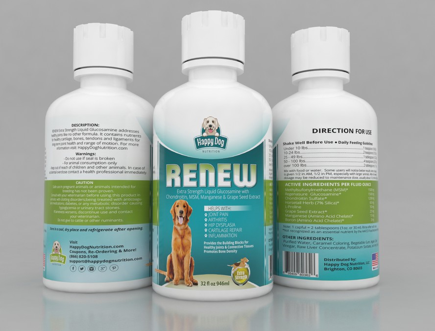 Label design for liquid pet supplement. Template, full-details provided ...
