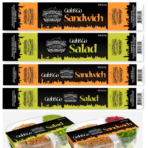 Premade grab & go Sandwich labels and Salad labels. | Product label contest