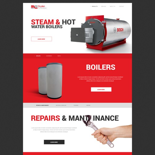 Designs | Website revamp for hot water boilers company | Web page ...
