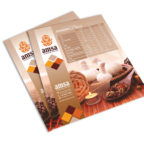 Create a menu page for a nice massage and spa in Bangkok | Brochure contest