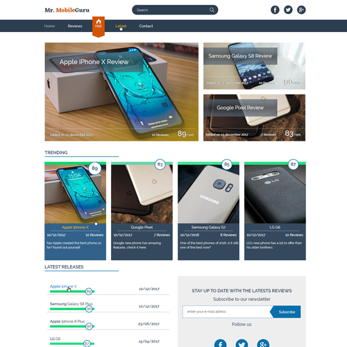 Web design for mobile phone review site Mr. MobileGuru | Web page ...