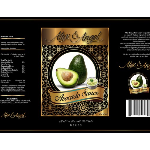 Create a eye appealing, Avocado sauce label for Alex&Angel foods ...