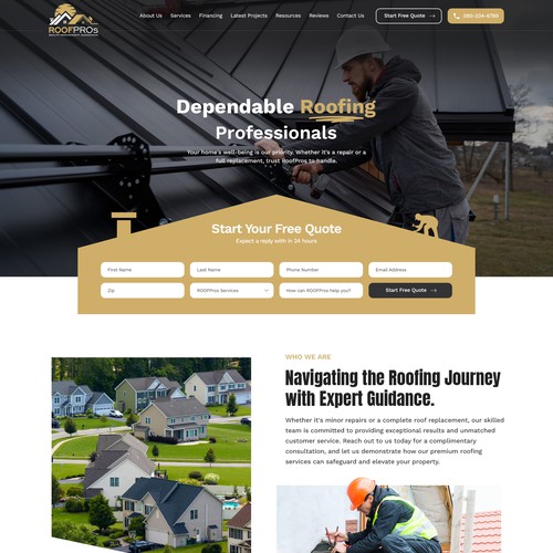 Designs | Standout Roofing Company Website Design. | Web page design ...