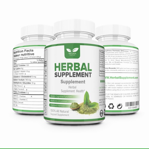 Herbal Supplements Bottle Label | Product packaging contest