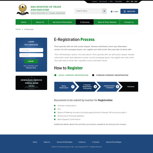 Design a Business Registration Website for Kurdistan Iraq | Web page ...