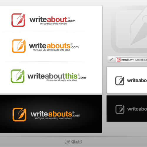 Logos for WriteAbout.com - Writing Contest Network | Logo design contest