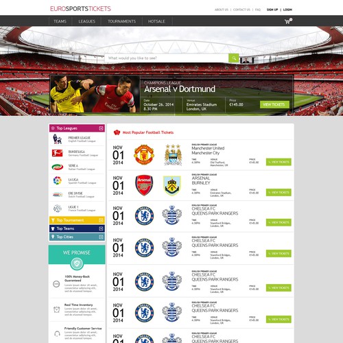 Sport Events Tickets E-Commerce Website | Web page design contest