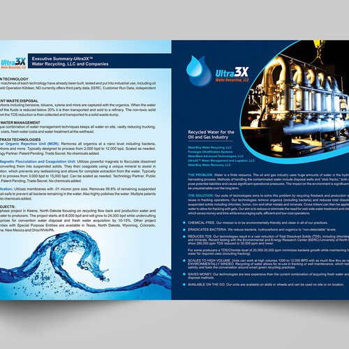 Executive Summary brochure for startup water recycling company needs a ...