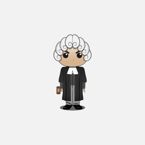 Create a kid-friendly Judge character to be made into a plush toy ...