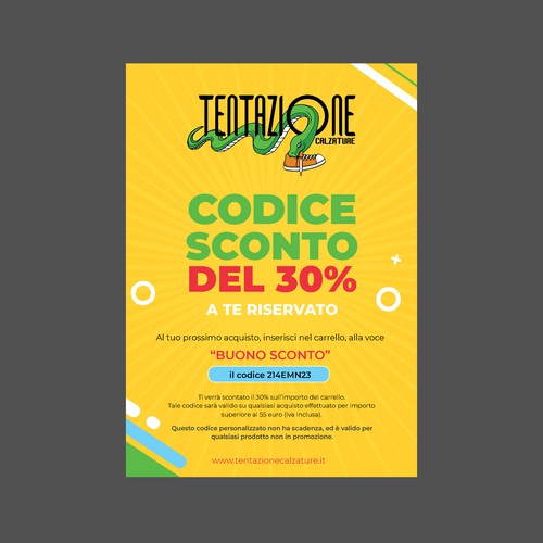 Creare un volantino per un codice sconto di un e-commerce di calzature ...