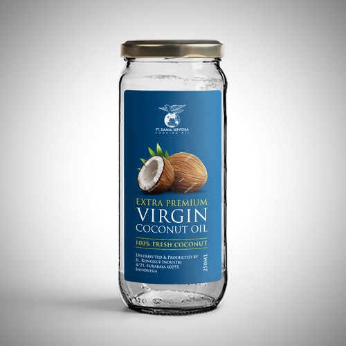 Design a fresh packaging label for Damai Virgin Coconut Oil, a healthy ...