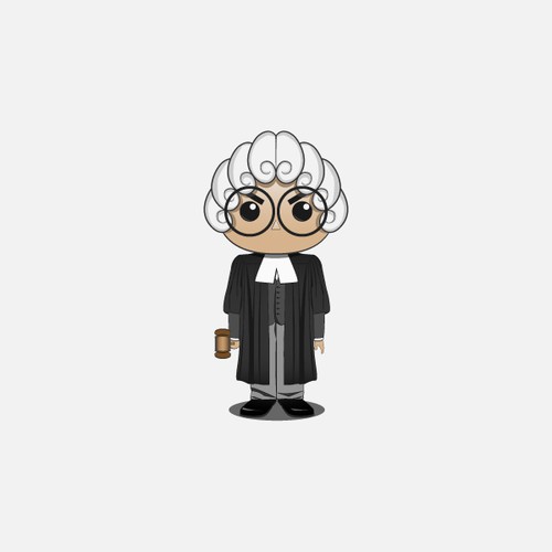 Create a kid-friendly Judge character to be made into a plush toy ...