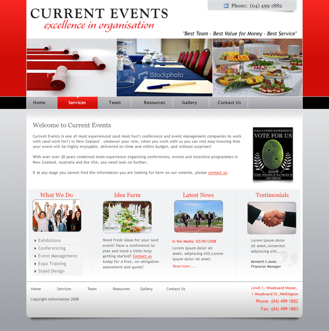 Fun redesign for Events management company! | Web page design contest