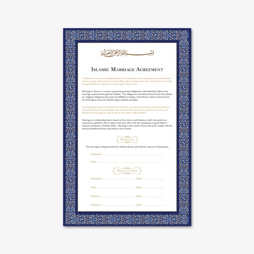 Designs | Design A Beautiful Islamic Marriage Agreement Document ...