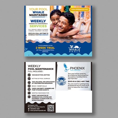 Designs | Creatively simple postcard design for pool cleaning company ...