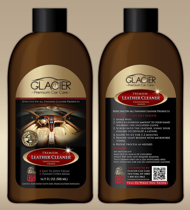 Create a Leather Cleaner label for a Premium Car Care company | Product ...