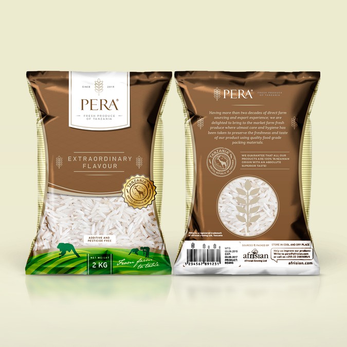 Create Organic influenced Packaging for Food items like rice, beans ...