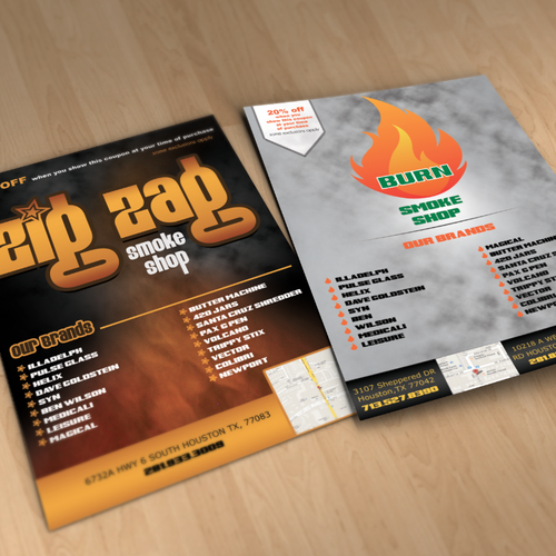 Enter to win flyer design for Zig Zag and Burn Smoke Shop | Postcard ...