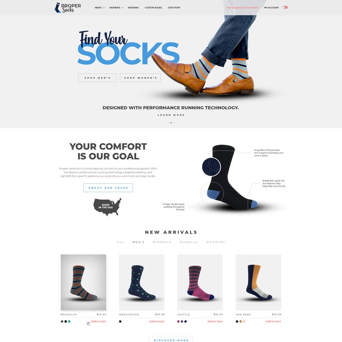 Custom Sock Interactive Website Redesign | Web page design contest